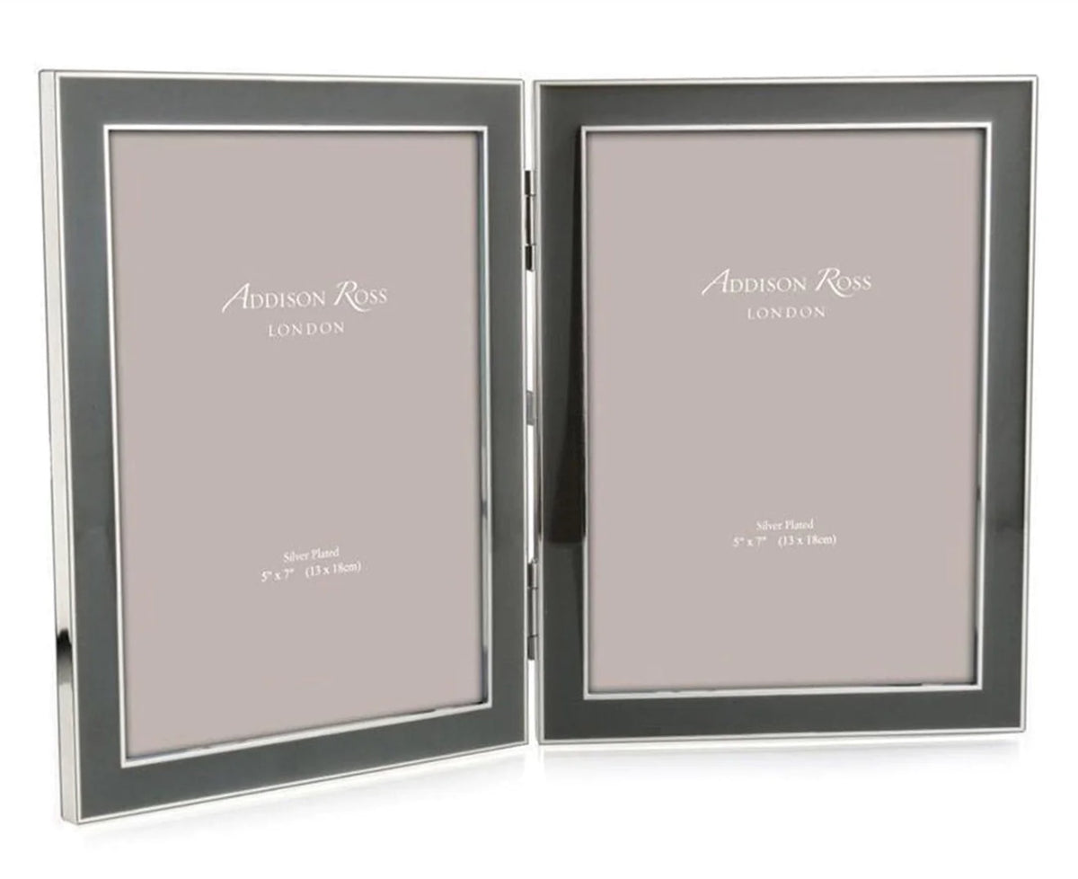 Enamel and Silver Double Frame 5 x 7 | Taupe – Peachtree Place